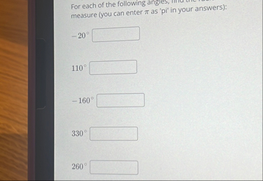Solved For each of the following angles, measure (you can | Chegg.com