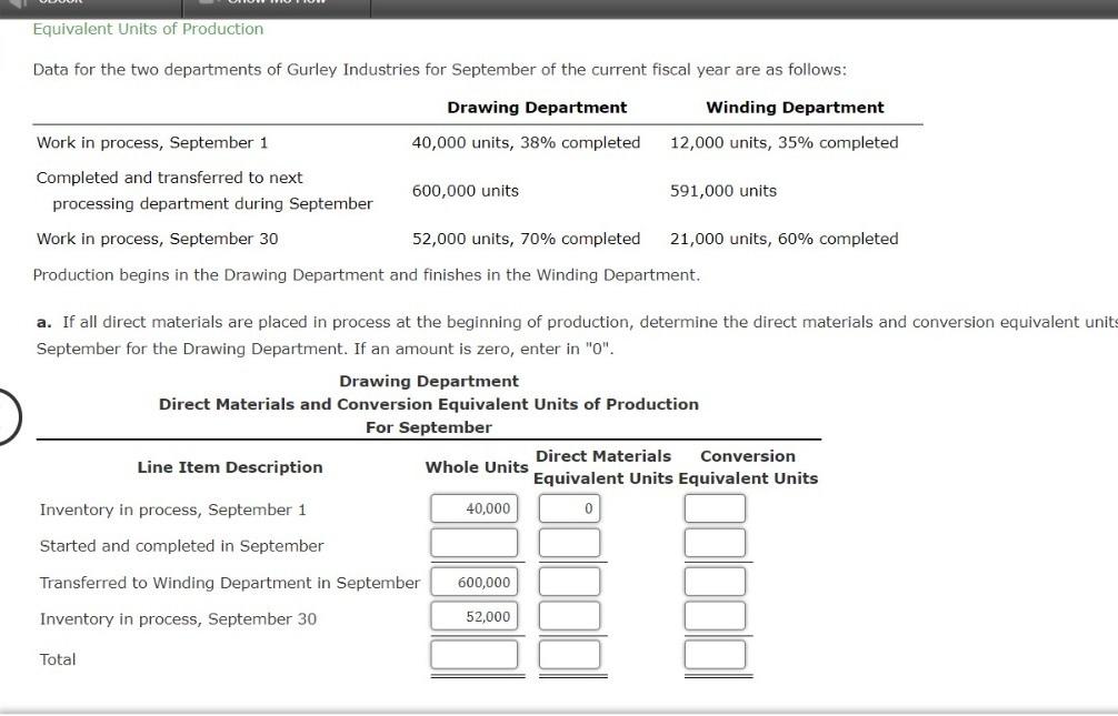 Solved Data for the two departments of Gurley Industries for | Chegg.com