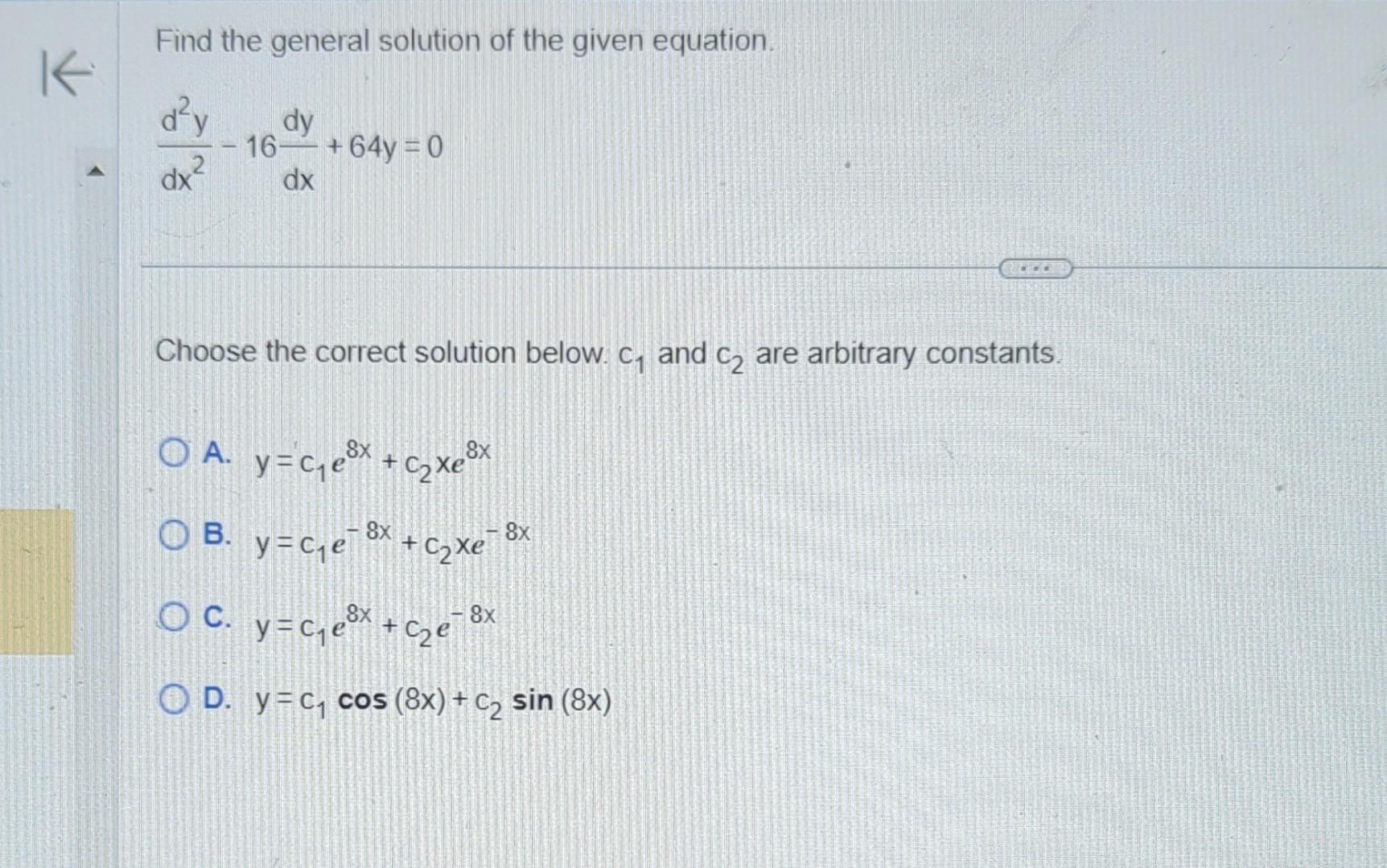 Solved Find the general solution of the given equation. | Chegg.com