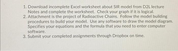 1. Download incomplete Excel worksheet about SIR | Chegg.com
