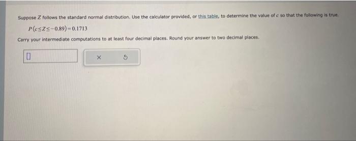 Solved Suppose Z follows the standard normal distribution. | Chegg.com