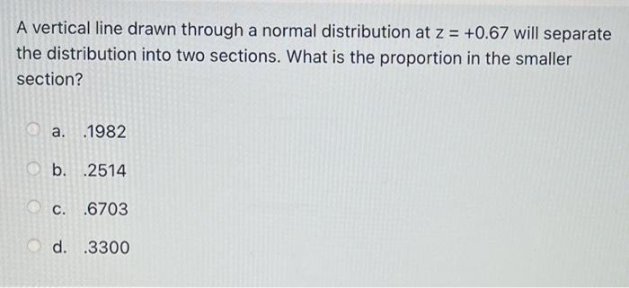 Solved A vertical line drawn through a normal distribution | Chegg.com