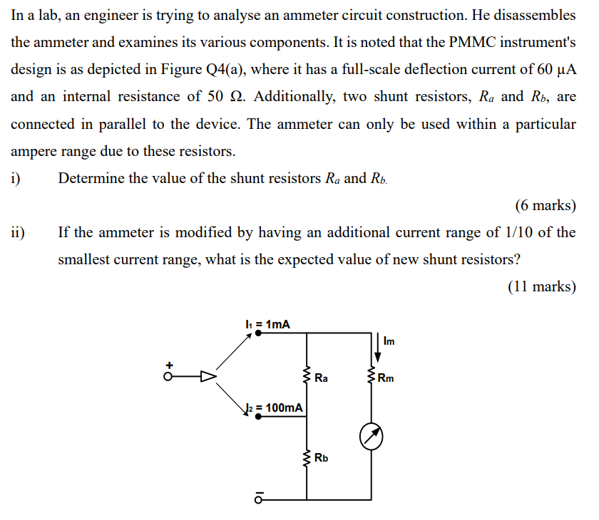 Solved In a lab, an engineer is trying to analyse an ammeter | Chegg.com