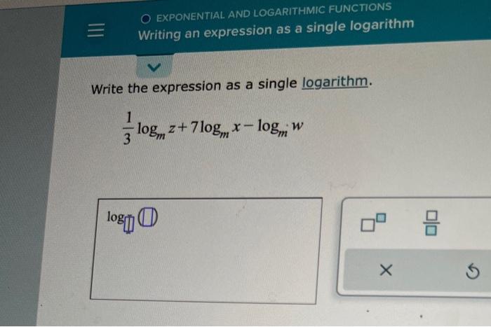 Solved Write the expression as a single logarithm. | Chegg.com