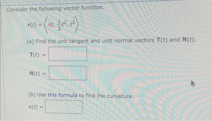 Solved Consider the following vector function. | Chegg.com