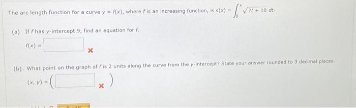 Solved The arc length function for a curve y=f(x), where f | Chegg.com