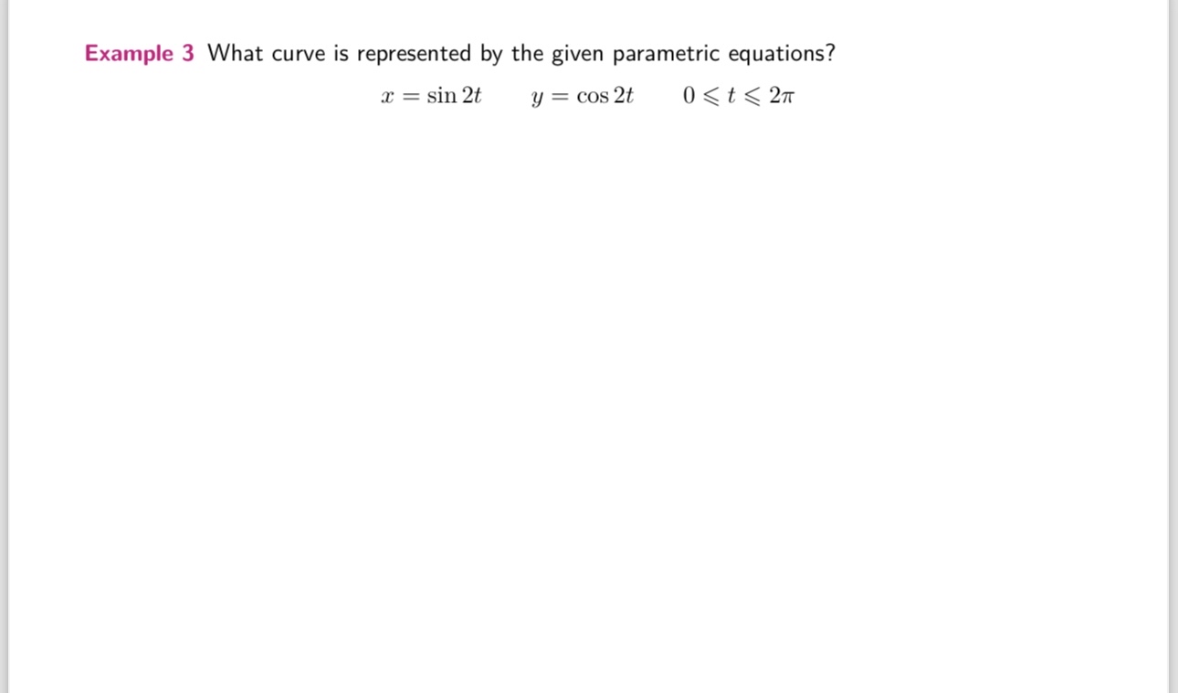 Solved Example 3 ﻿What curve is represented by the given | Chegg.com