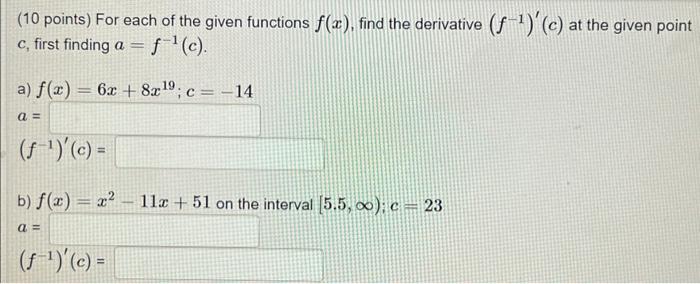 Solved (10 points) For each of the given functions f(x), | Chegg.com