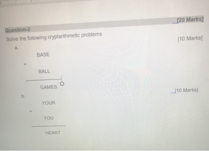 Solved [20 Marks] Question-2 Solve the following | Chegg.com