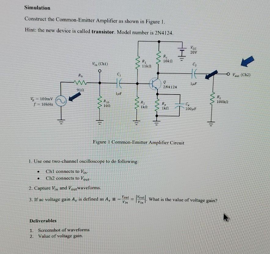 Solved Simulation Construct the Common-Emitter Amplifier as | Chegg.com