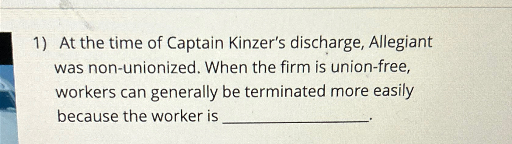 Solved At the time of Captain Kinzer's discharge, Allegiant | Chegg.com
