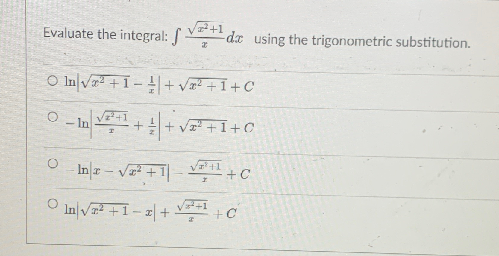 Solved Evaluate the integral: ∫﻿﻿x2+12xdx ﻿using the | Chegg.com