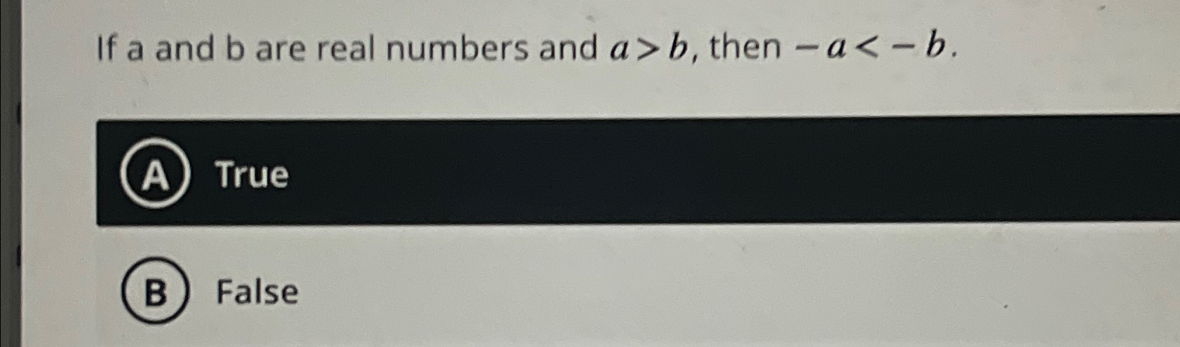 Solved If a and b ﻿are real numbers and a>b, ﻿then | Chegg.com