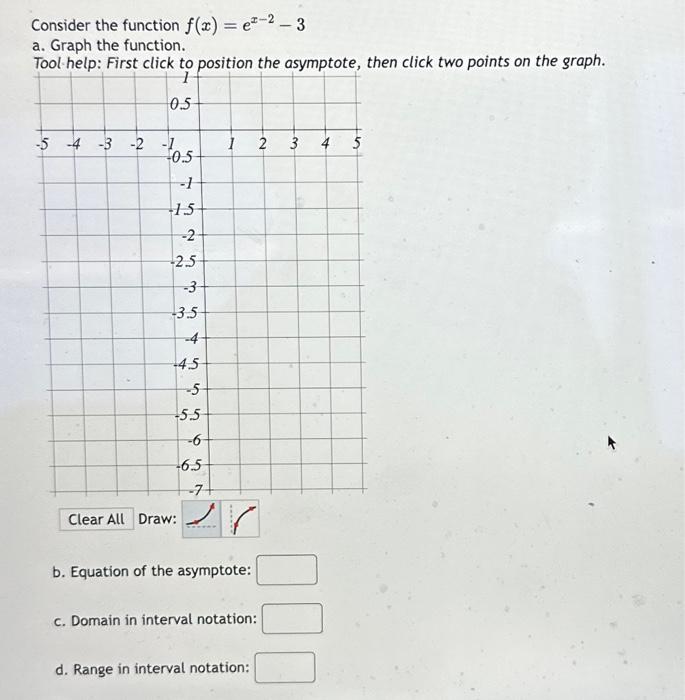 Solved Consider the function f(x)=ex−2−3 a. Graph the | Chegg.com
