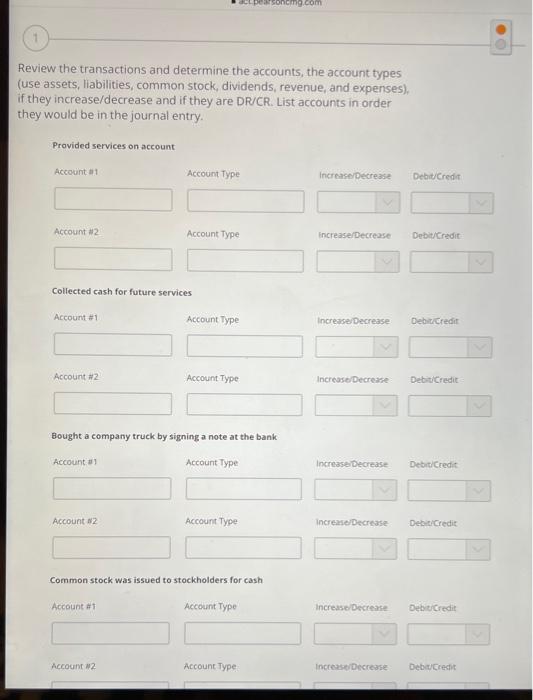 Solved Review the transactions and determine the accounts, | Chegg.com