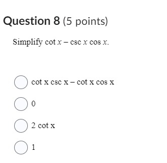 Question 8 (5 ﻿points)Simplify | Chegg.com