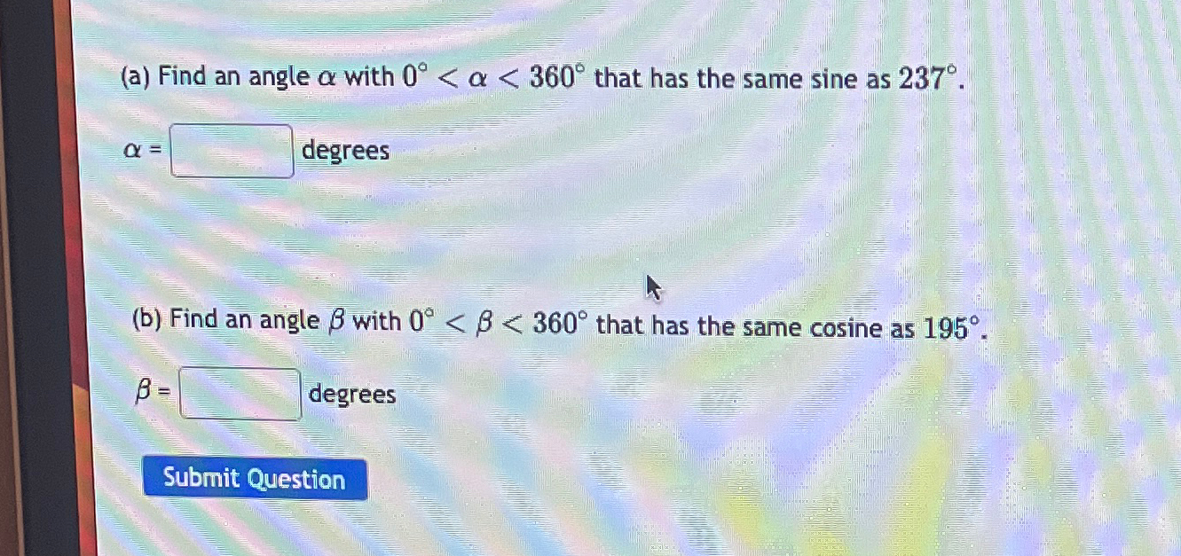 Solved (a) ﻿Find an angle α ﻿with 0°