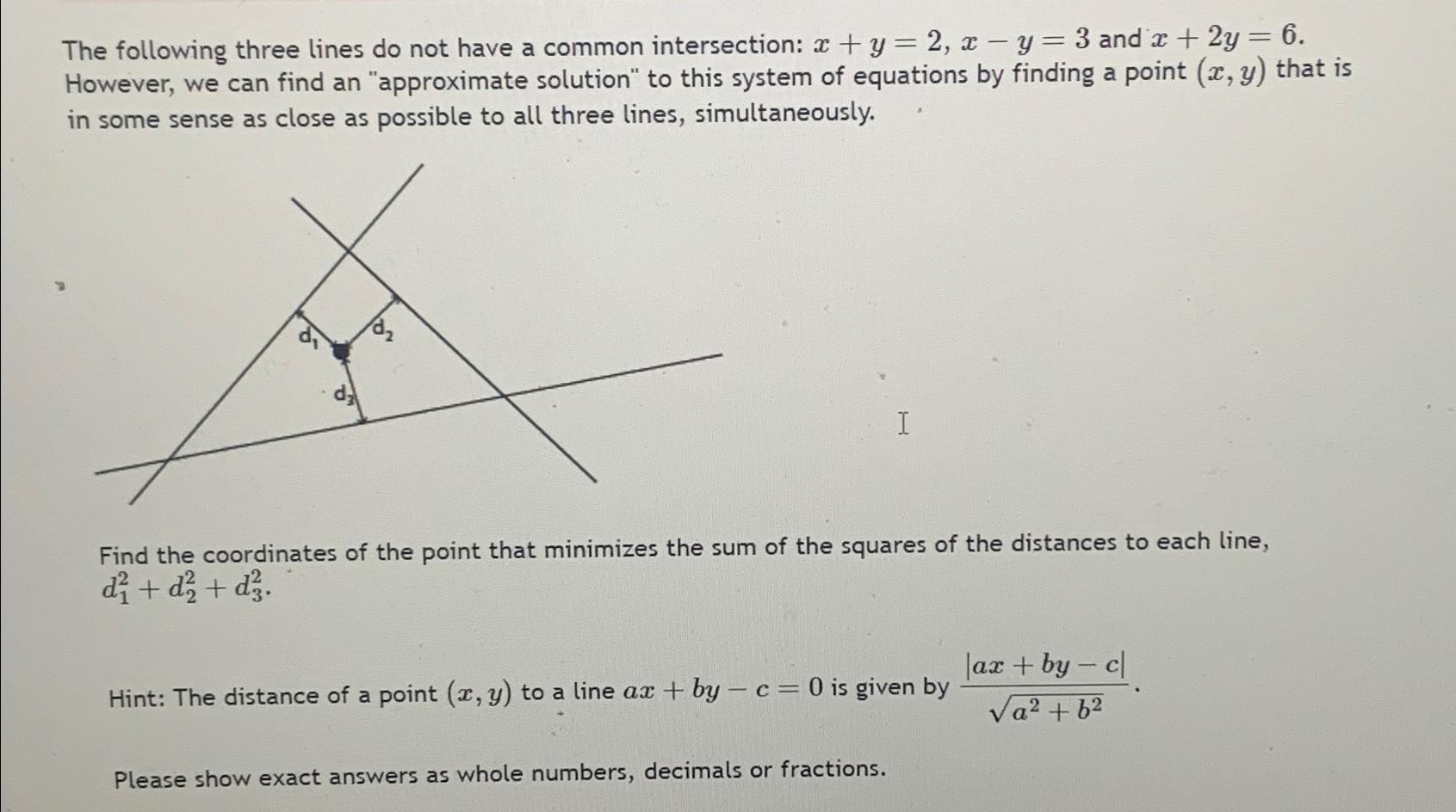 Solved The following three lines do not have a common | Chegg.com