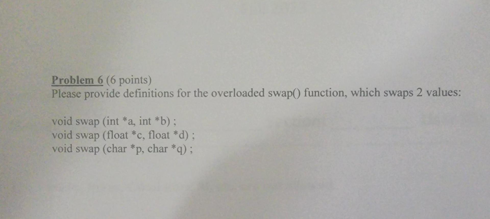 Solved Problem 6 (6 points) Please provide definitions for | Chegg.com
