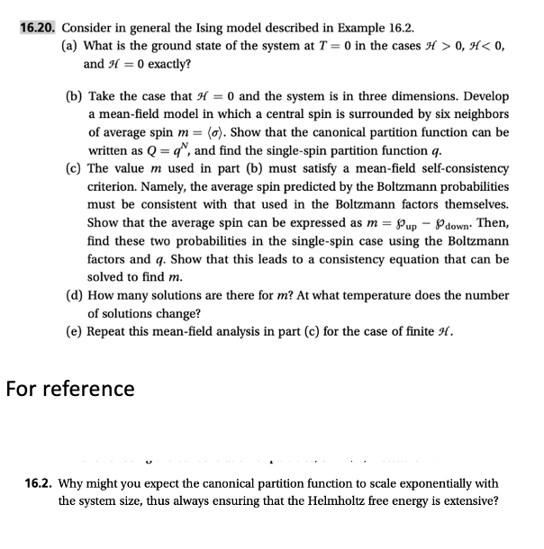 Solved 16.12. ﻿Consider in general the Ising model described | Chegg.com