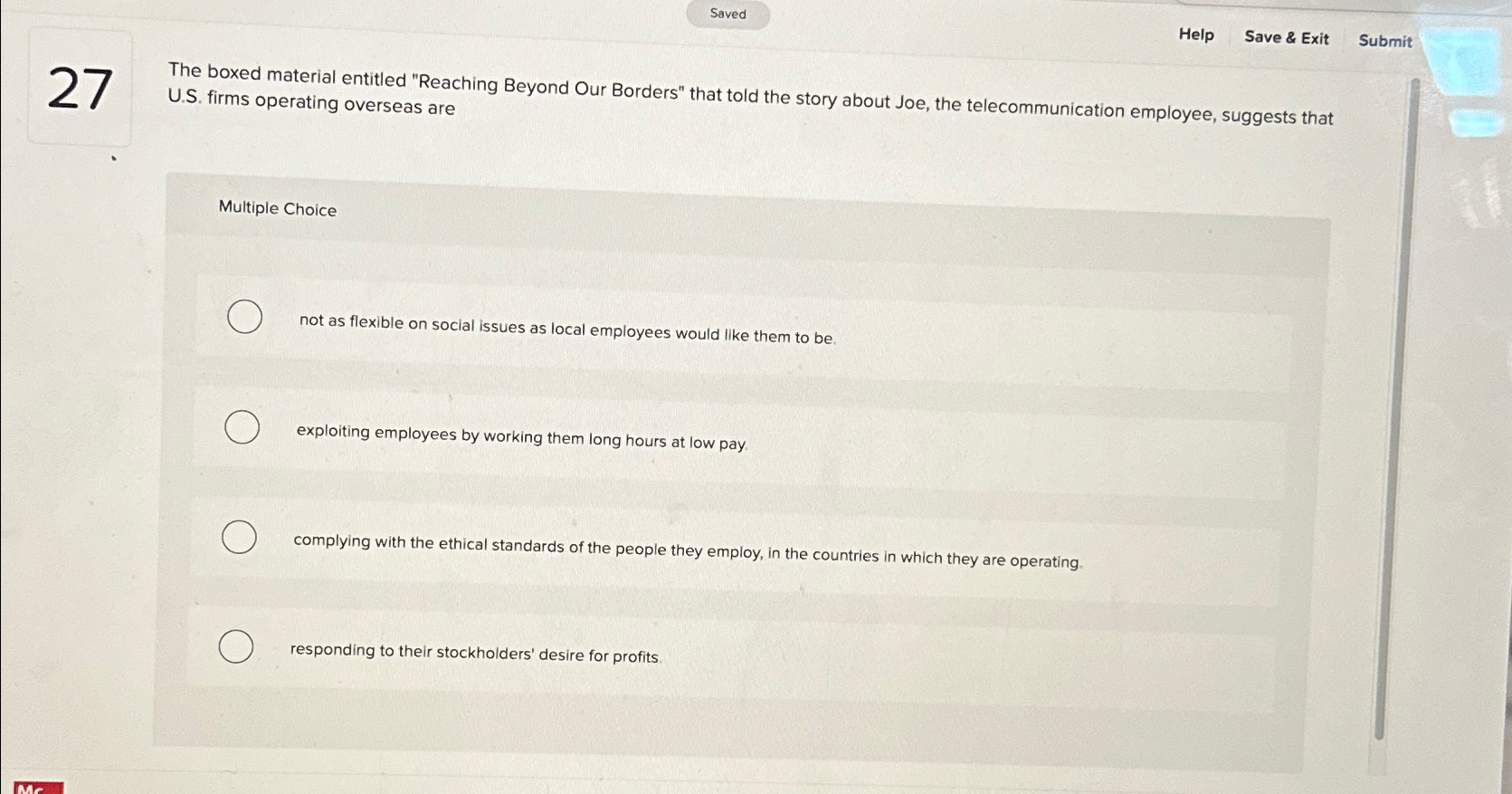 Solved HelpSave & ExitSubmit27The boxed material entitled | Chegg.com