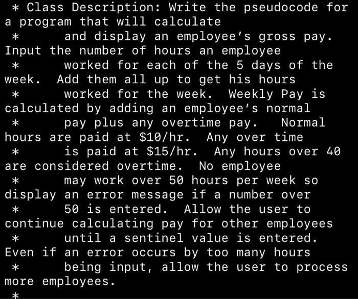 Solved * Class Description: Write the pseudocode for a | Chegg.com