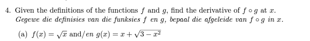 Solved Given the definitions of the functions f ﻿and g, | Chegg.com