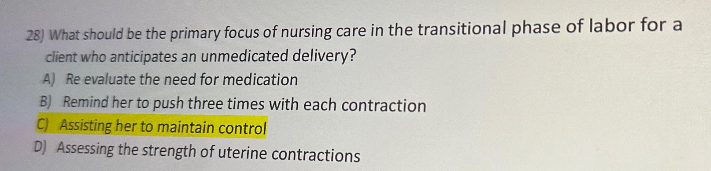 Solved What should be the primary focus of nursing care in | Chegg.com