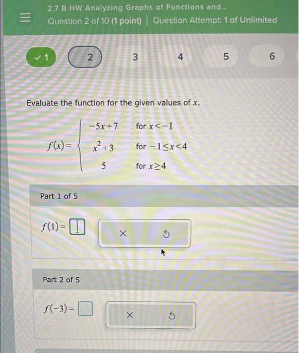 Solved 2.7 B HW Analyzing Graphs of Functions and... | Chegg.com