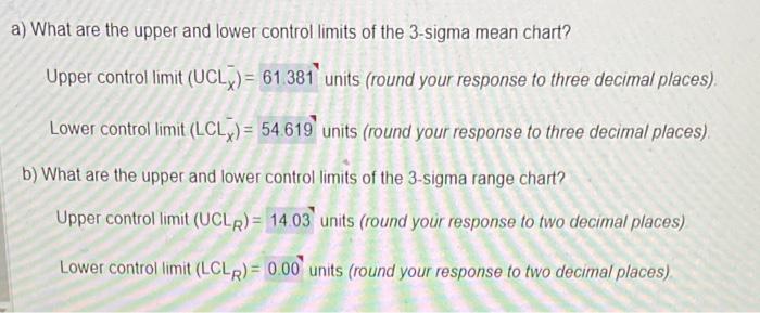 Solved a) What are the upper and lower control limits of the | Chegg.com