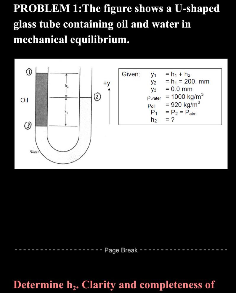 Solved PROBLEM 1:The figure shows a U-shaped glass tube | Chegg.com