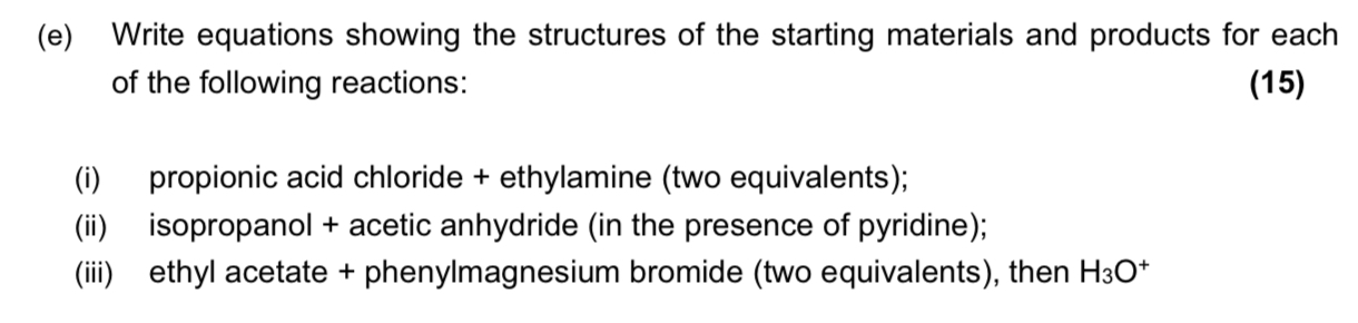 Solved (e) ﻿Write equations showing the structures of the | Chegg.com