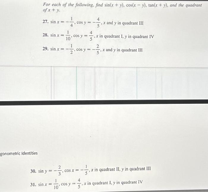Solved For each of the following, find | Chegg.com