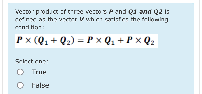 Solved Vector product of three vectors P ﻿and Q1 ﻿and Q2 ﻿is | Chegg.com