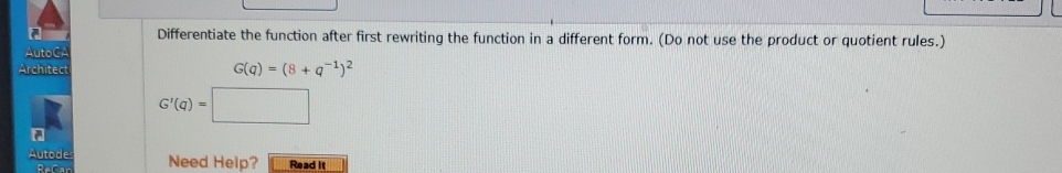 Solved Differentiate the function after first rewriting the | Chegg.com