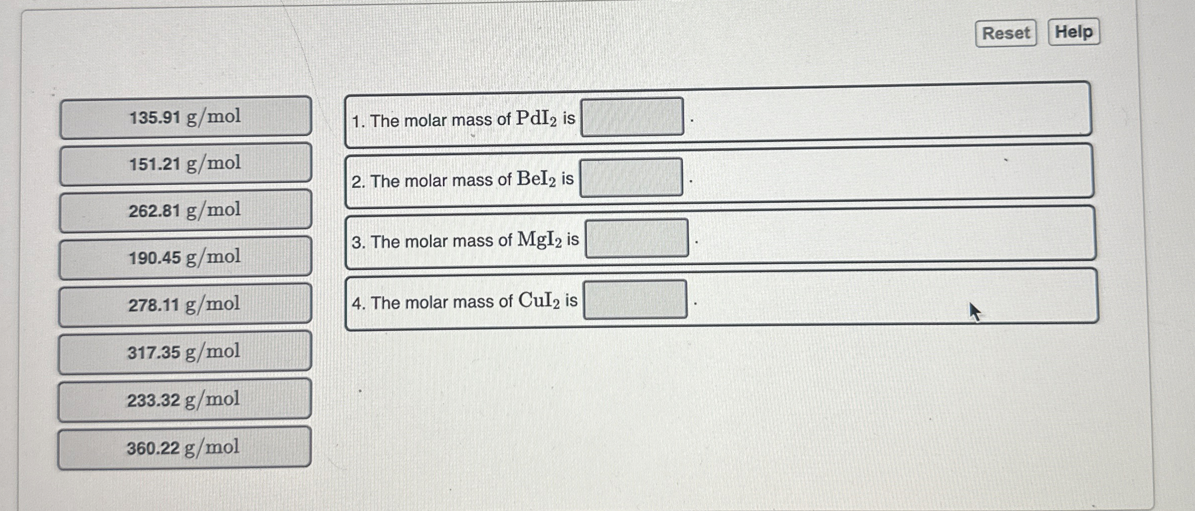 Solved 135.91gmolThe molar mass of PdI2 | Chegg.com