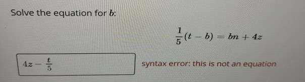 Solved Solve the equation for b: 1 / (+ 6) – bnt 42 t 42 $ | Chegg.com