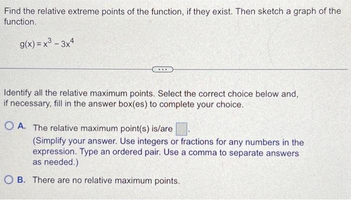 Solved Find the relative extreme points of the function, if | Chegg.com