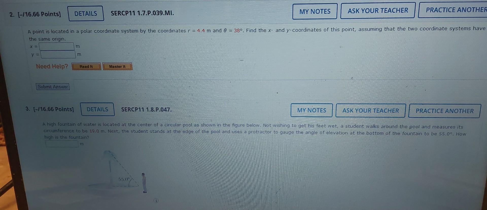 Solved the same oriain. 3. [-/16.66 Points ] SERCP11 | Chegg.com