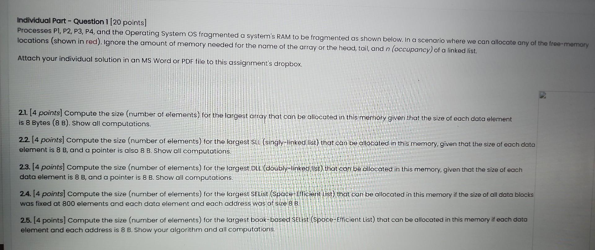 Solved Individual Part - Question 1 [ 20 points] Processes | Chegg.com
