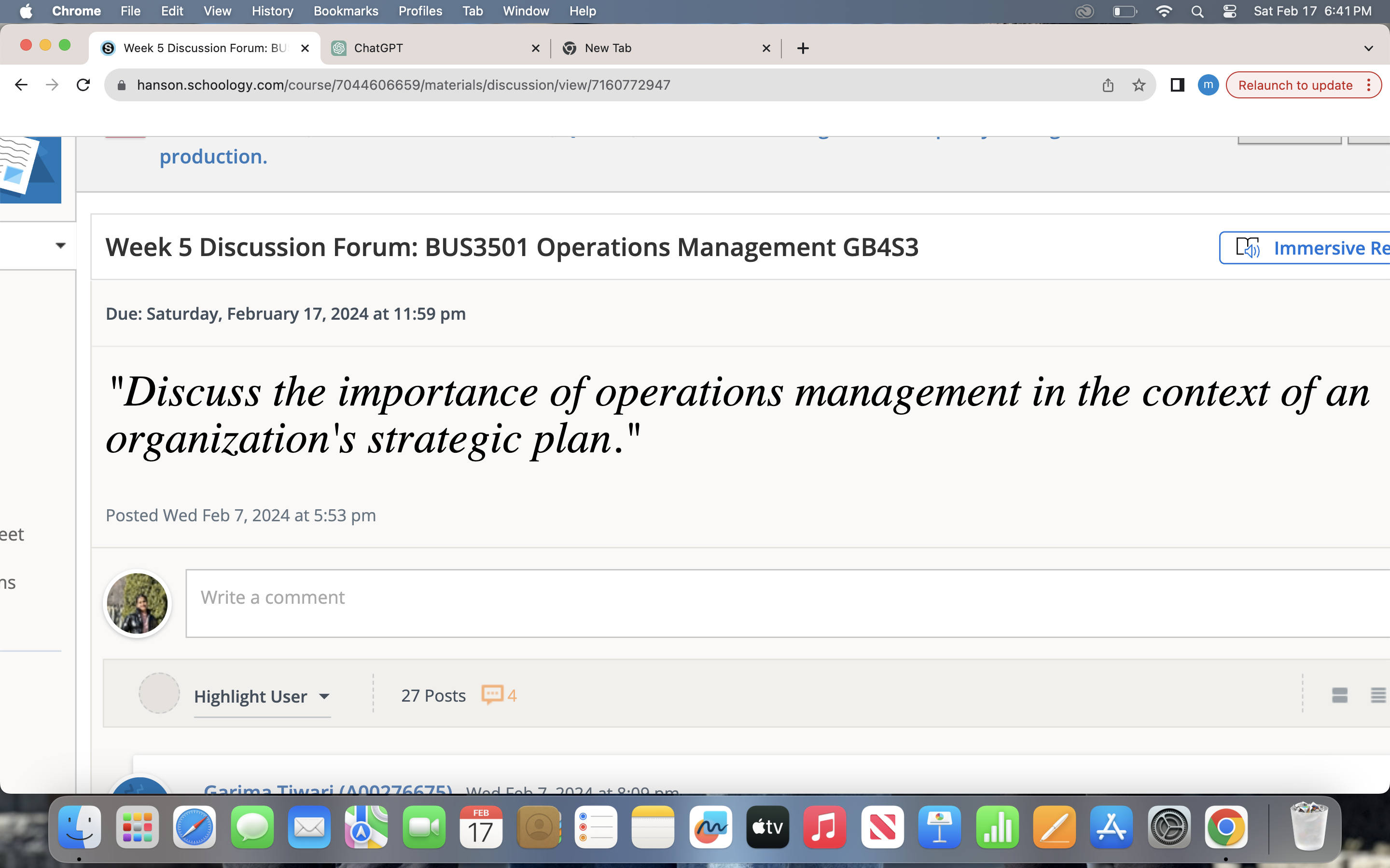 Solved W"Discuss the importance of operations management in | Chegg.com