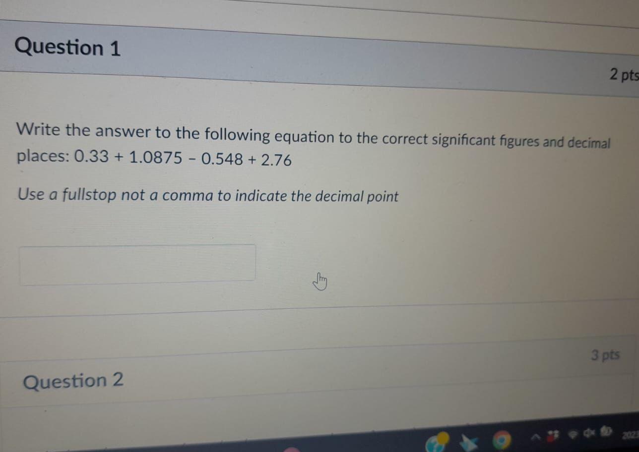 Solved Write the answer to the following equation to the | Chegg.com