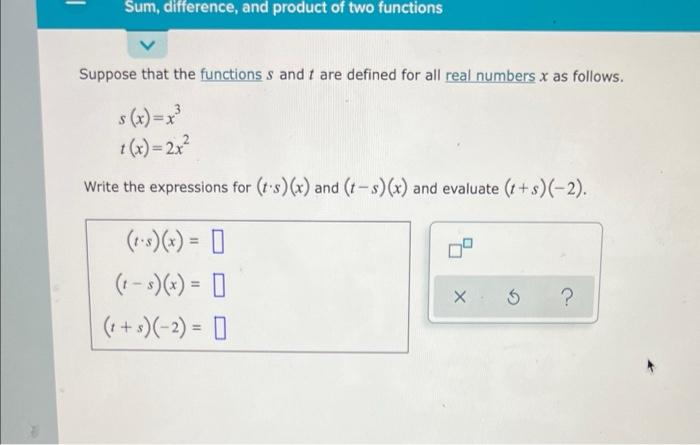 Solved Sum, difference, and product of two functions Suppose | Chegg.com