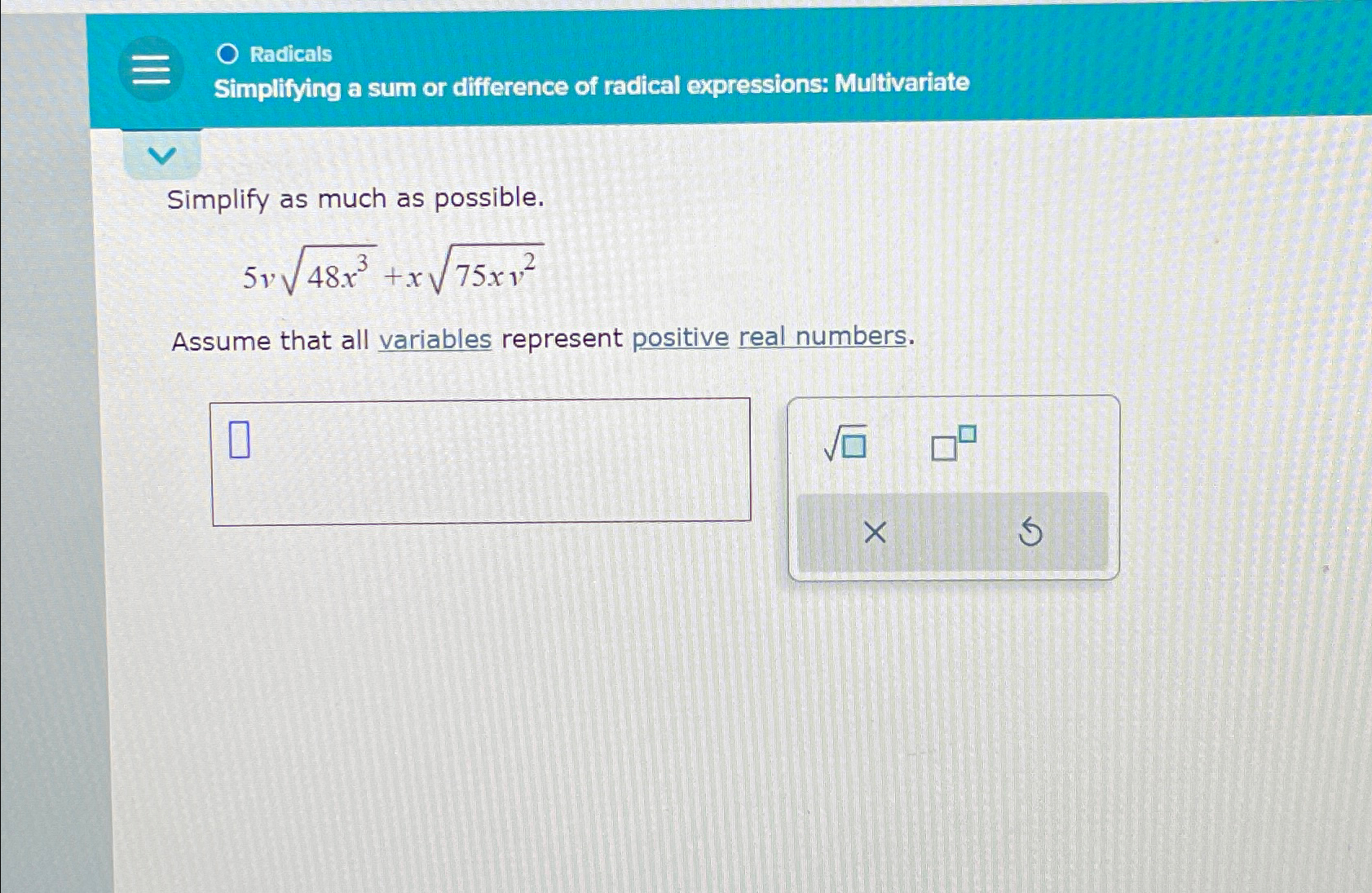 Solved RadicalsSimplifying a sum or difference of radical | Chegg.com