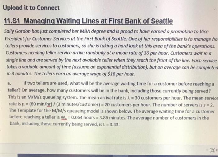 Solved Upload it to Connect 11.S1 Managing Waiting Lines at | Chegg.com