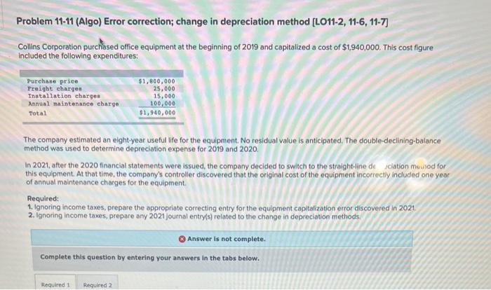 Solved Problem 11-11 (Algo) Error correction; change in | Chegg.com