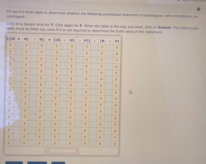 Solved Fill out the truth table to determine whether the | Chegg.com