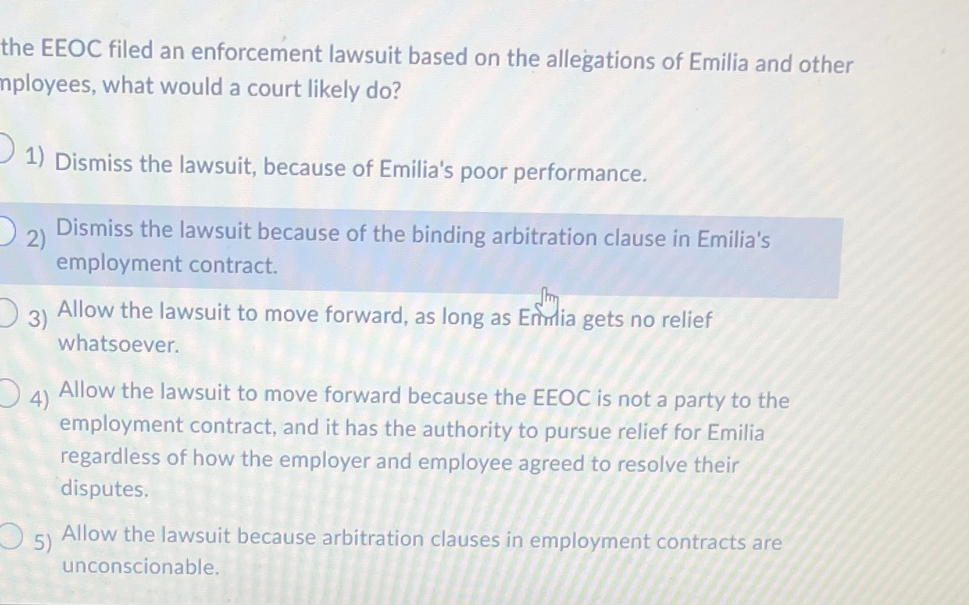 Solved the EEOC filed an enforcement lawsuit based on the | Chegg.com