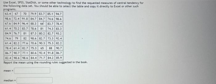 Solved Use Excel, SPSS, StatDisk, or some other technology | Chegg.com