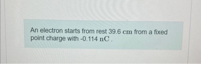 An electron starts from rest 39.6 cm from a fixed | Chegg.com